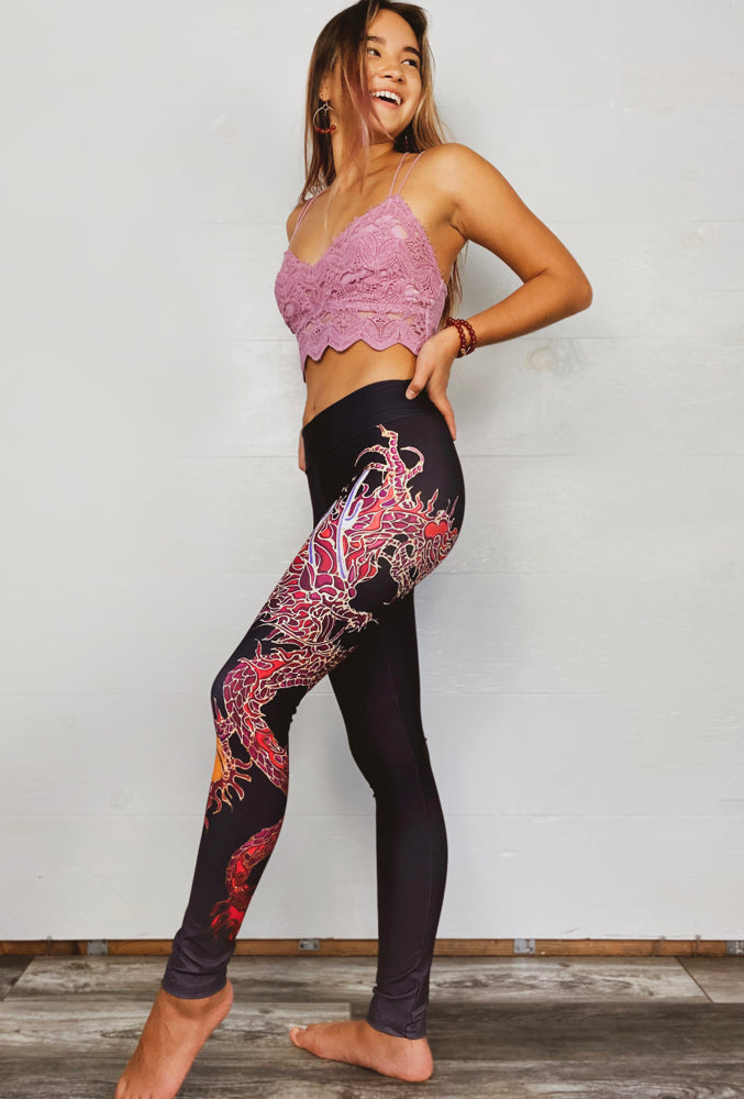 Red Dragon Yoga Leggings – Silk Takuyo